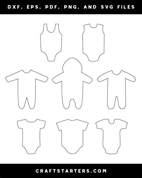 Onesie Outline Patterns Dfx Eps Pdf Png And Svg Cut Files