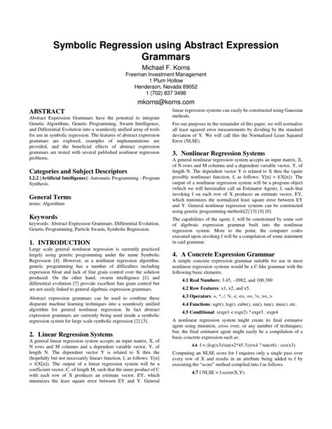 Pdf Symbolic Regression Using Abstract Expression Grammars
