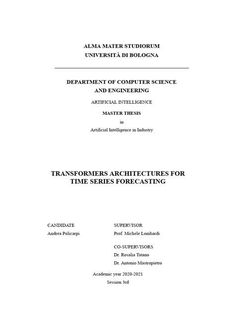 Transformers Architectures For Time Series Forecasting Pdf