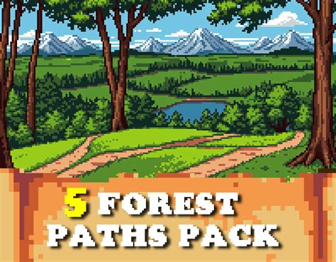 5 Forest Paths Backgrounds Assets Pixelart Pixel Art Sprite Tree Pack Rpg By Captainskolot