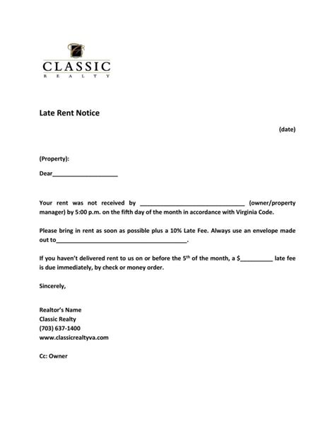 34 Printable Late Rent Notice Templates Templatelab