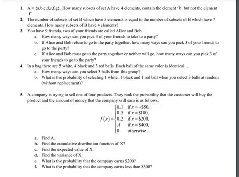 Solved A 1 A Abcdefg How Many Subsets Of Set A