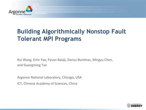 Ppt Building Algorithmically Nonstop Fault Tolerant Mpi Programs Powerpoint Presentation Id