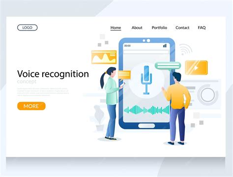 Premium Vector Voice Recognition Vector Website Landing Page Design Template