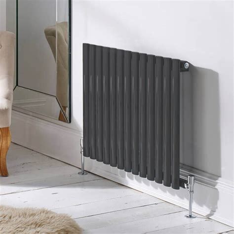 Asp Oval Single Panel Horizontal Radiator 600mm High Anthracite