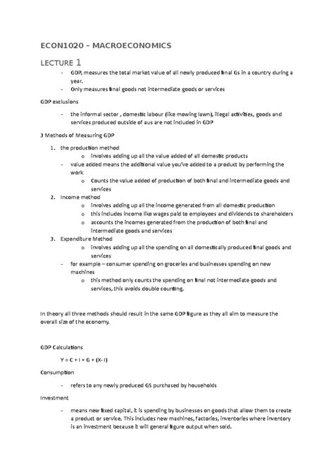 ECON Lecture Notes Macro ECON MACROECONOMICS LECTURE GDP Measures The Total