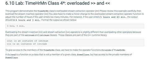 Solved 610 Lab Timehrmn Class 4 Overloaded And