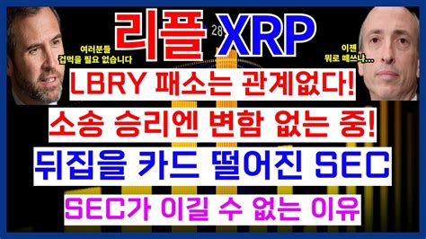 리플xrp Lbry 패소는 관계없다 소송 승리엔 변함 없는 중 뒤집을 카드 떨어진 Sec Sec가 이길 수 없는 이유 Youtube