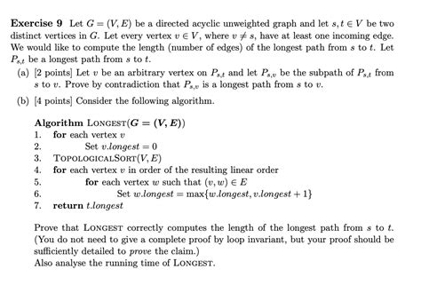 solved exercise 9 let g v e be a directed acyclic