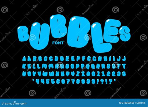 Blob Ink Font Outline Hand Drawn Sketch Font Blue Alphabet Set Eps 8 Vector Illustration