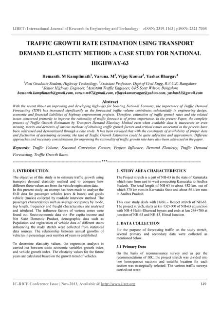 Traffic Growth Rate Estimation Using Transport Pdf Logistics Business