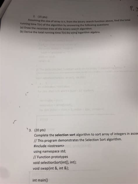 Solved Draw Recursion Tree Of Binary Search Algorithimand