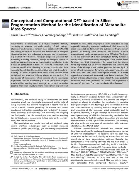 Chemistry Methods 2020 Cau T Conceptual And Computational Dft Based In Silico