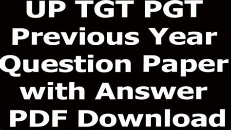 Up Tgt Pgt Previous Year Question Paper With Answer Pdf Download