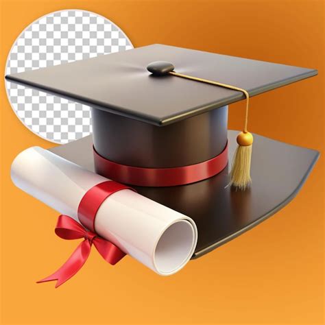 Premium Psd 3d Render Graduation Cap With Diploma Certificate