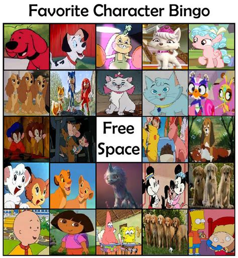 My Favorite Characters Bingo By Cozyglow Sweetie Tf On Deviantart