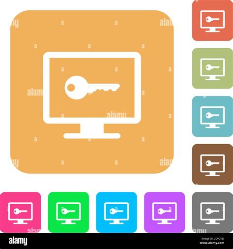 Secure Desktop Flat Icons On Rounded Square Vivid Color Backgrounds Stock Vector Image And Art Alamy