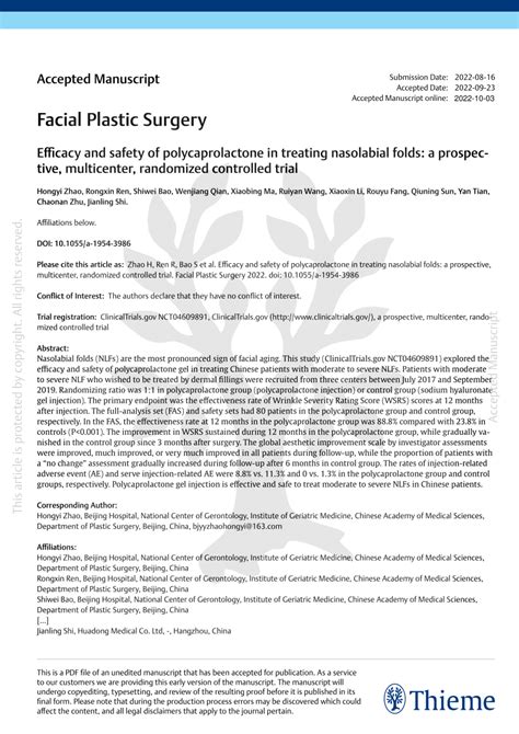 Pdf Efficacy And Safety Of Polycaprolactone In Treating Nasolabial Folds A Prospective
