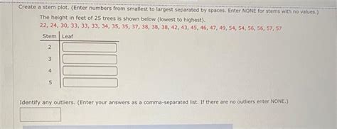 Solved Create A Stem Plot Enter Numbers From Smallest To
