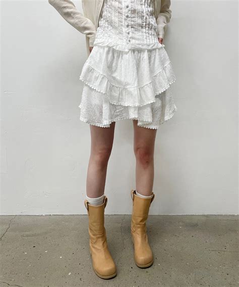 발레코어룩 루루 레이스 펀칭 캉캉 미니스커트