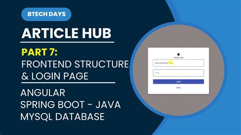 7 Article Hub Frontend Structure And Login Page Angular Spring Boot Java Mysql Database