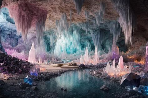 Premium Photo Metaverse Crystal Cavern Underground Fantasy World