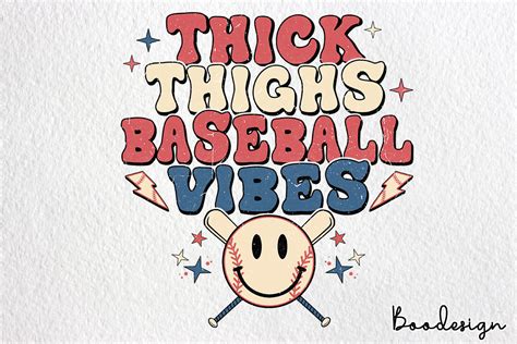 Retro Thick Thighs Baseball Vibes Png Graphic By BOO Design Creative Fabrica
