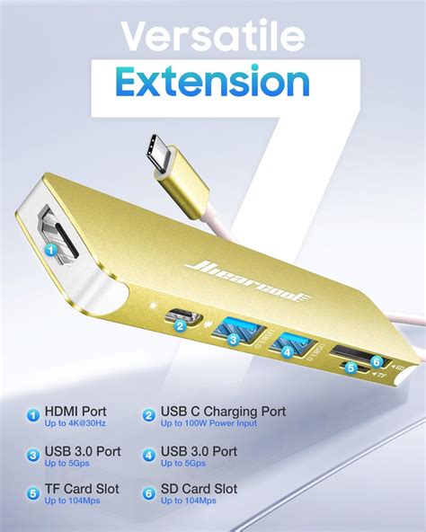 Hiearcool Usb C To Usb Hub Usb C Splitter Usb C Dock For Macbook Pro Air Ipad Pro Steam Deck