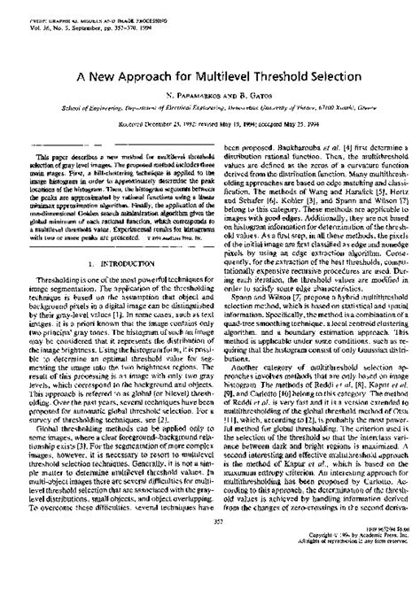pdf a new approach for multilevel threshold selection