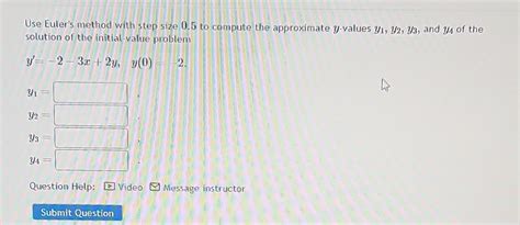 Solved Use Euler S Method With Step Size To Compute The Chegg