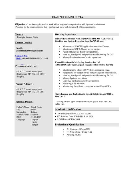 Cv Of Pradipta Kumar Dutta Pdf