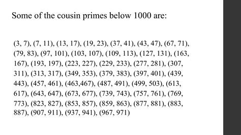 Twin Primes Cousin Primes And Sexy Primes Pptx