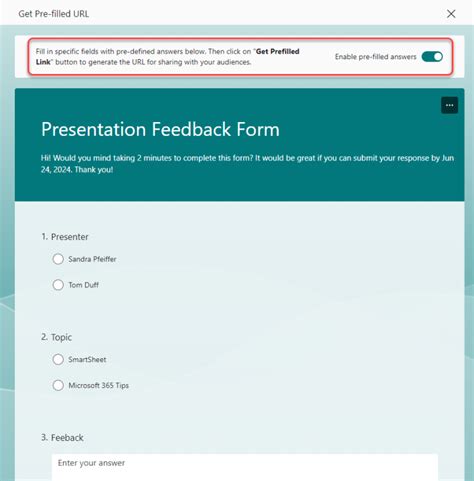 Using Pre Filled Forms In Microsoft Forms One Minute Office Magic