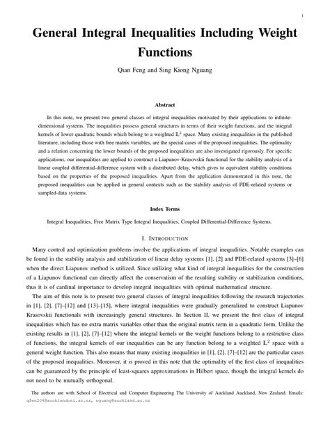 Pdf General Integral Inequalities Including Weight Functions