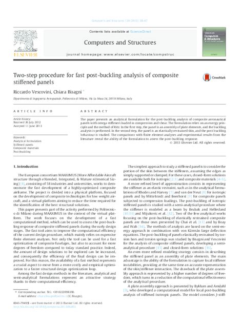 Pdf Two Step Procedure For Fast Post Buckling Analysis Of Composite Stiffened Panels