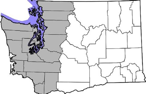 Washington State Map With The 19 Counties Of Western Washington