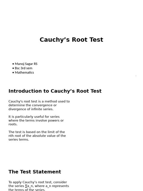 Cauchys Root Test Pdf