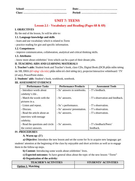 Unit 7 Lesson 21 Vocab And Reading Pages 68 And 69 Pdf