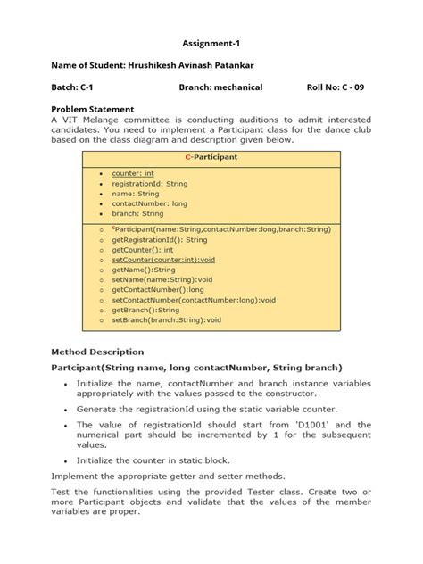 Oops Assignment 1 Pdf Parameter Computer Programming Method