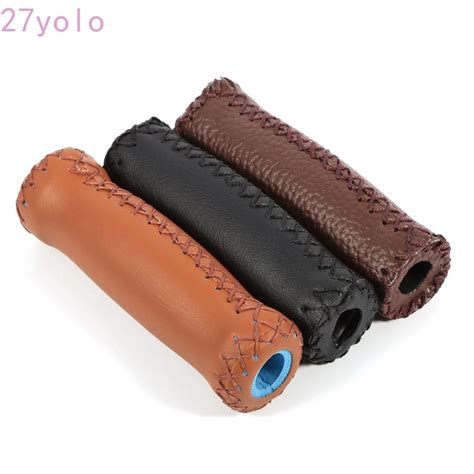 Yolo Cycling Leather Bicycle Grips Brown Bicycle Handlebar Grips