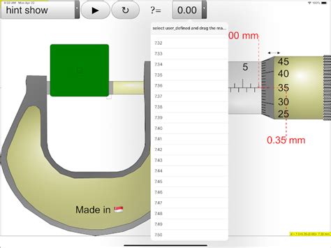 Micrometer App Version Full Screen Javascript Html5 Applet Simulation Model Open Educational