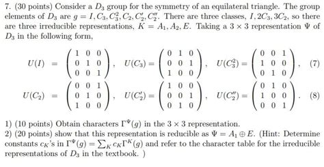 7 30 Points Consider A D3 Group For The Symmetry