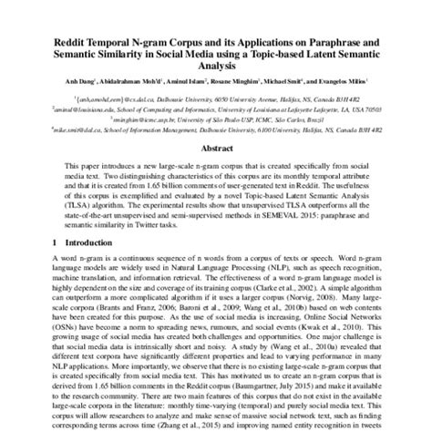Reddit Temporal N Gram Corpus And Its Applications On Paraphrase And Semantic Similarity In