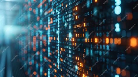 pixelated digital data stream with binary code and encryption concept