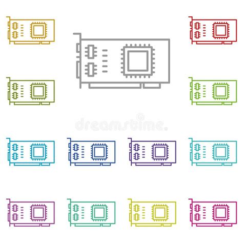 Hardware Chip Processor Video Card Multi Color Icon Simple Thin Line Outline Vector Of