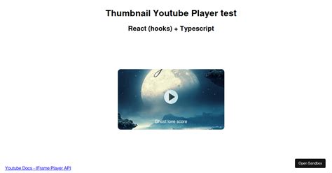 typescript react hooks youtube iframe video player codesandbox