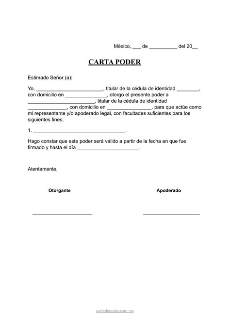 ᐅ Carta Poder Sencilla Ejemplos En Word Y Pdf 2025 ️