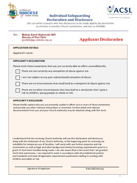 Fillable Online Individual Safeguarding Declaration And Disclosure Form Fax Email Print Pdffiller
