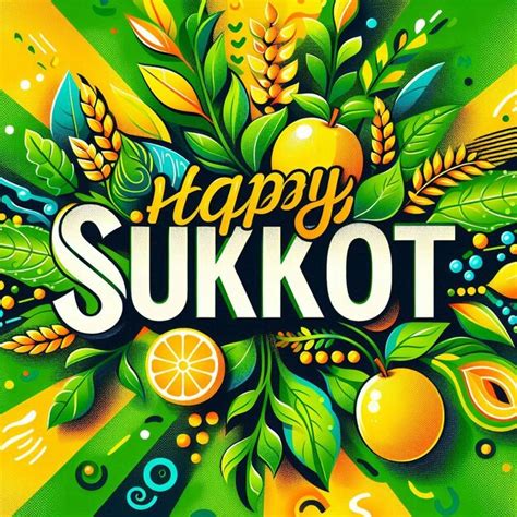 Happy Sukkot Card With Etrog Lulav Apple And Palm Leaf Jewish Holiday