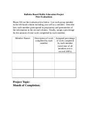 Bulletin Board Project Peer Eval 1 Doc Bulletin Board Public Education Project Peer